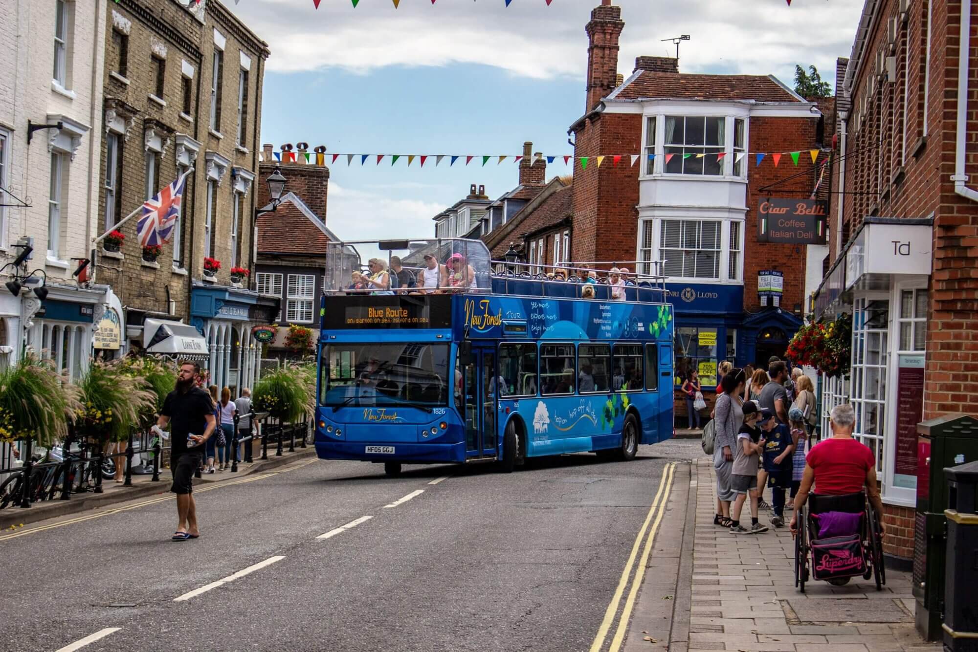 Open-top blue bus tour around The New Forest - Scenic Buses